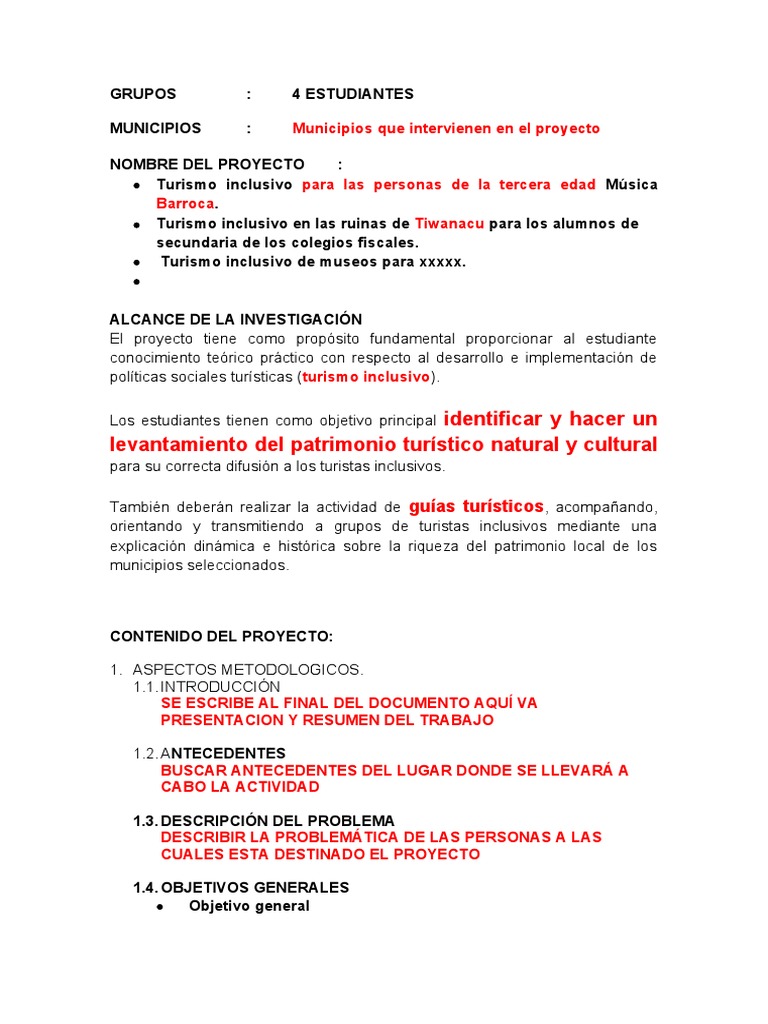 3 Esquema Proyecto Macro | PDF | Turismo | Producto Interno Bruto