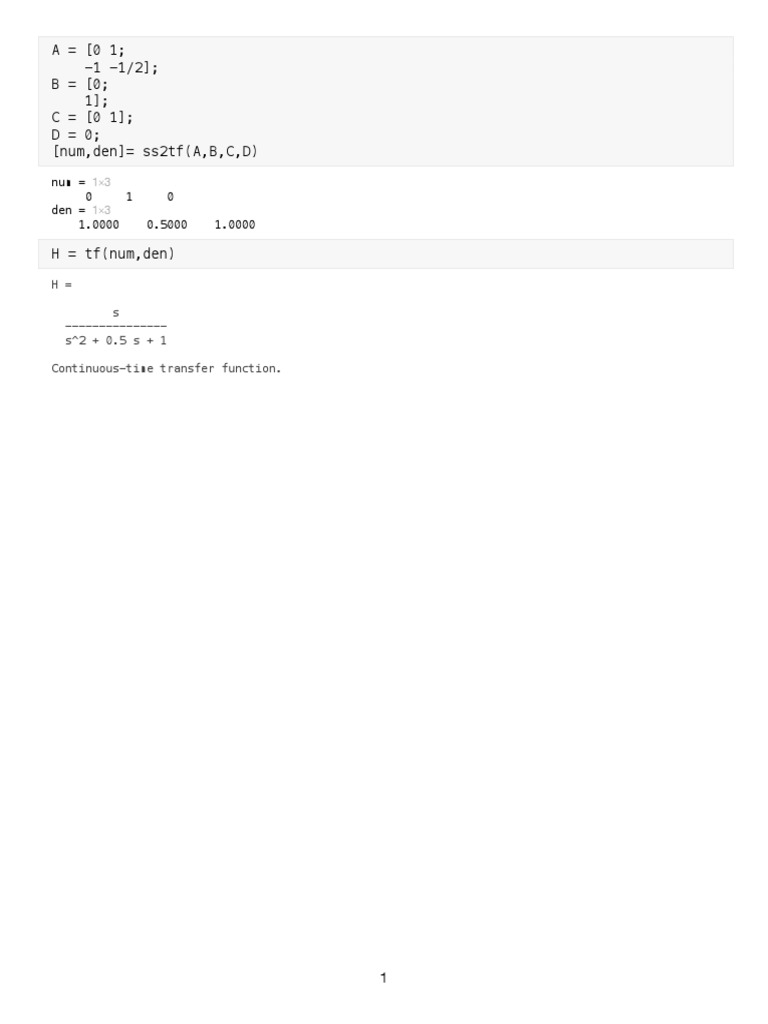 Continuous-Time Transfer Function Analysis | PDF