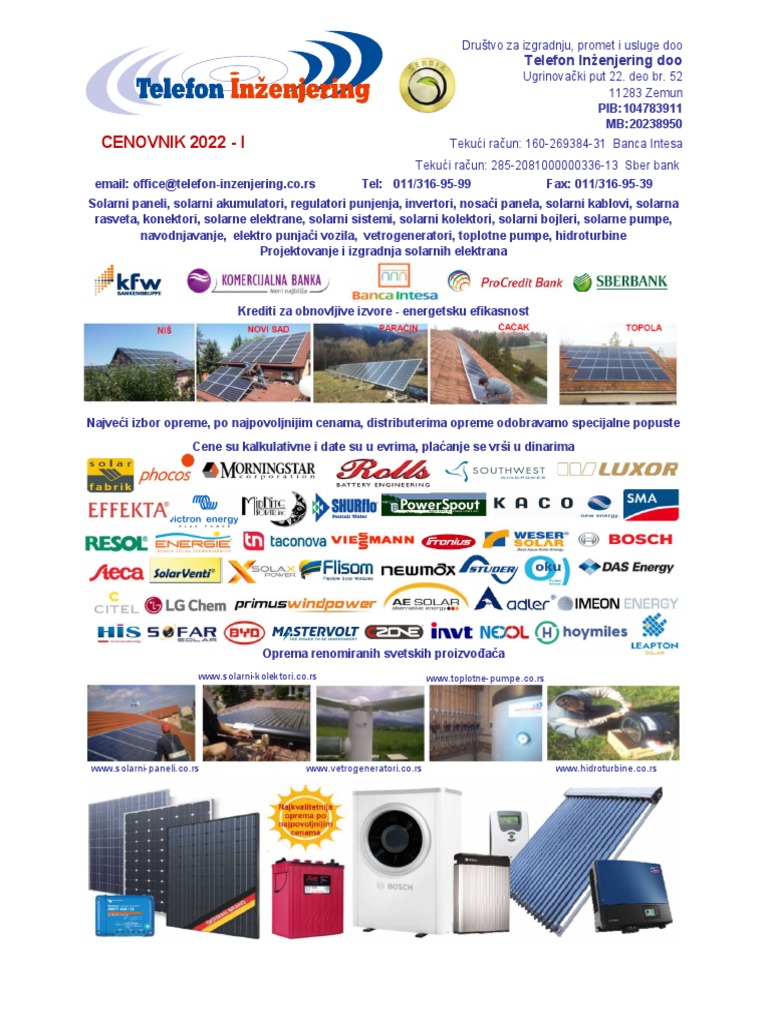 Cenovnik Solarnih Panela | PDF