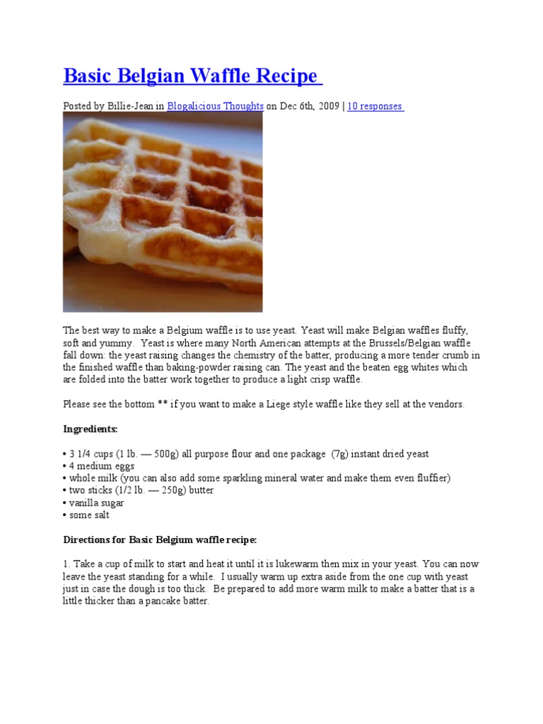 Basic Belgian Waffle Recipe | PDF | Waffle | Stir Frying