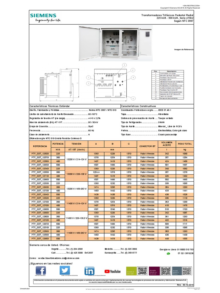 Esp Trafos 500 400 300 | PDF | Transformador | Bienes manufacturados
