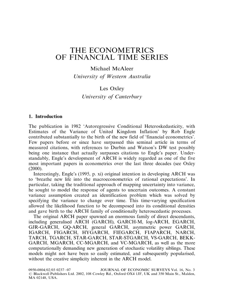The Econometrics Of Financial Time Serie Pdf Bootstrapping