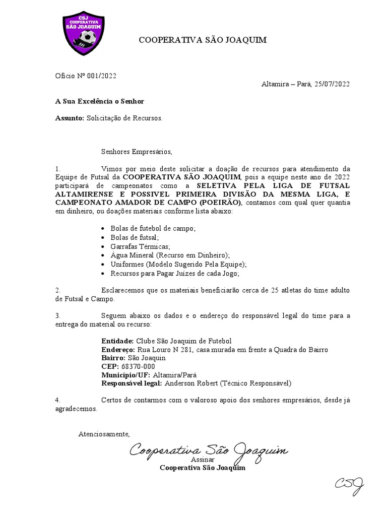 Oficio de Patrocínio | PDF Oficio de Patrocínio | PDF