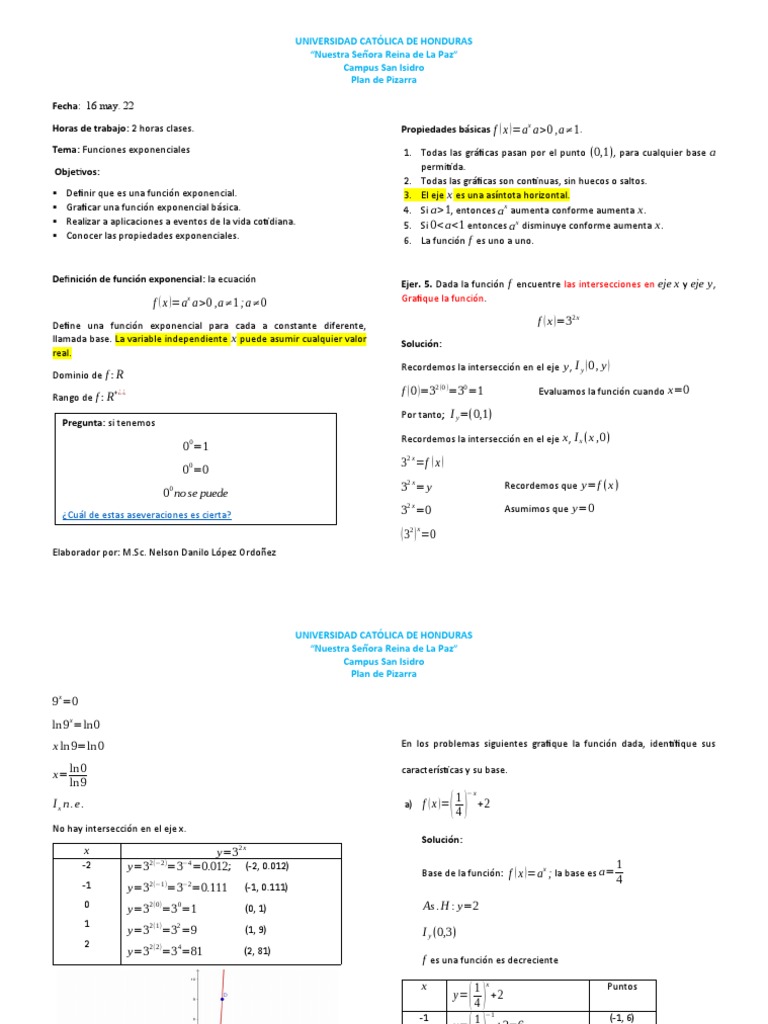 Tema 1 Funciones Exponenciales | PDF | Funcion exponencial | Función ...