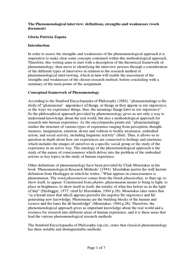 Phenomenological Interview Insights | PDF | Phenomenology (Philosophy ...