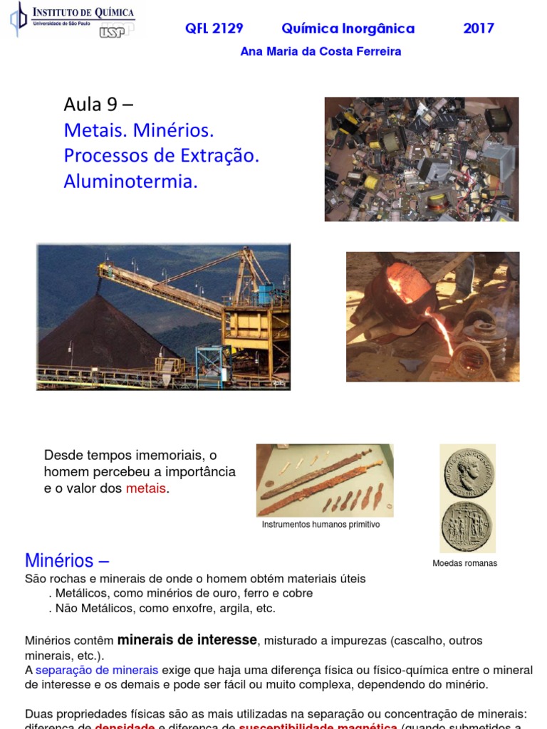 Aula 9 - Metais - Aluminotermia | PDF | Aço | Aço inoxidável