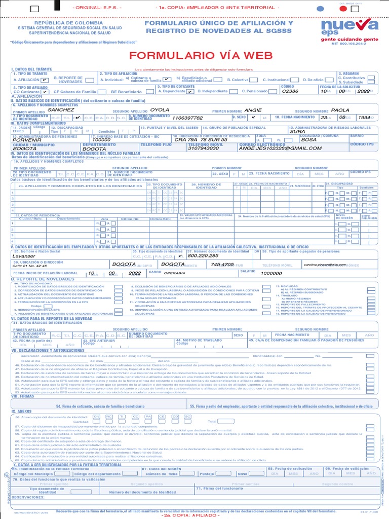 ANGIE PAOLA NUEVA EPS | PDF