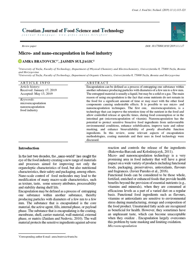 Micro- and Nano-Encapsulation in Food | PDF | Chemical Substances ...