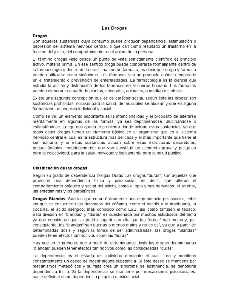 Las Drogas | PDF | La dependencia de sustancias | Cannabis (Droga)