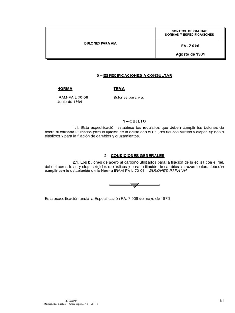 FA - 7006 - Bulones para Via | PDF