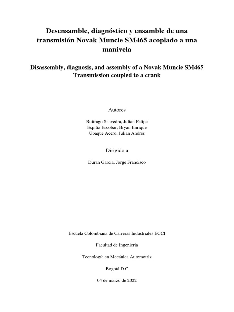SM465 Transmission Reassembly and Study | PDF | Engranaje | Tecnología ...