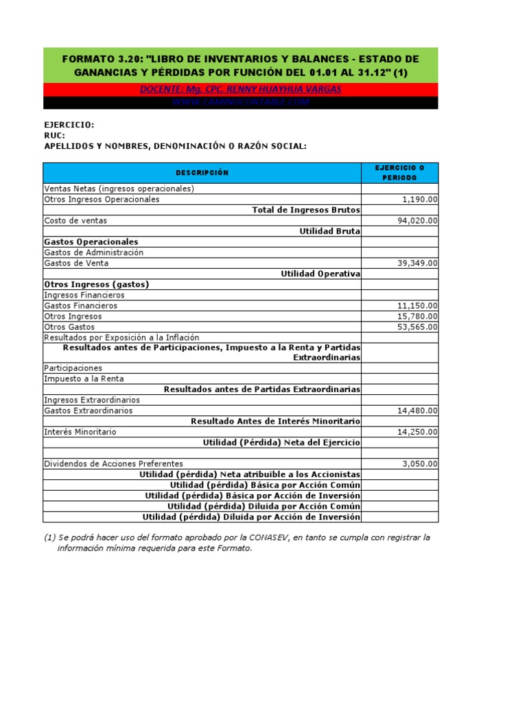 Formato 3.20 | PDF | Compartir (Finanzas) | Economias