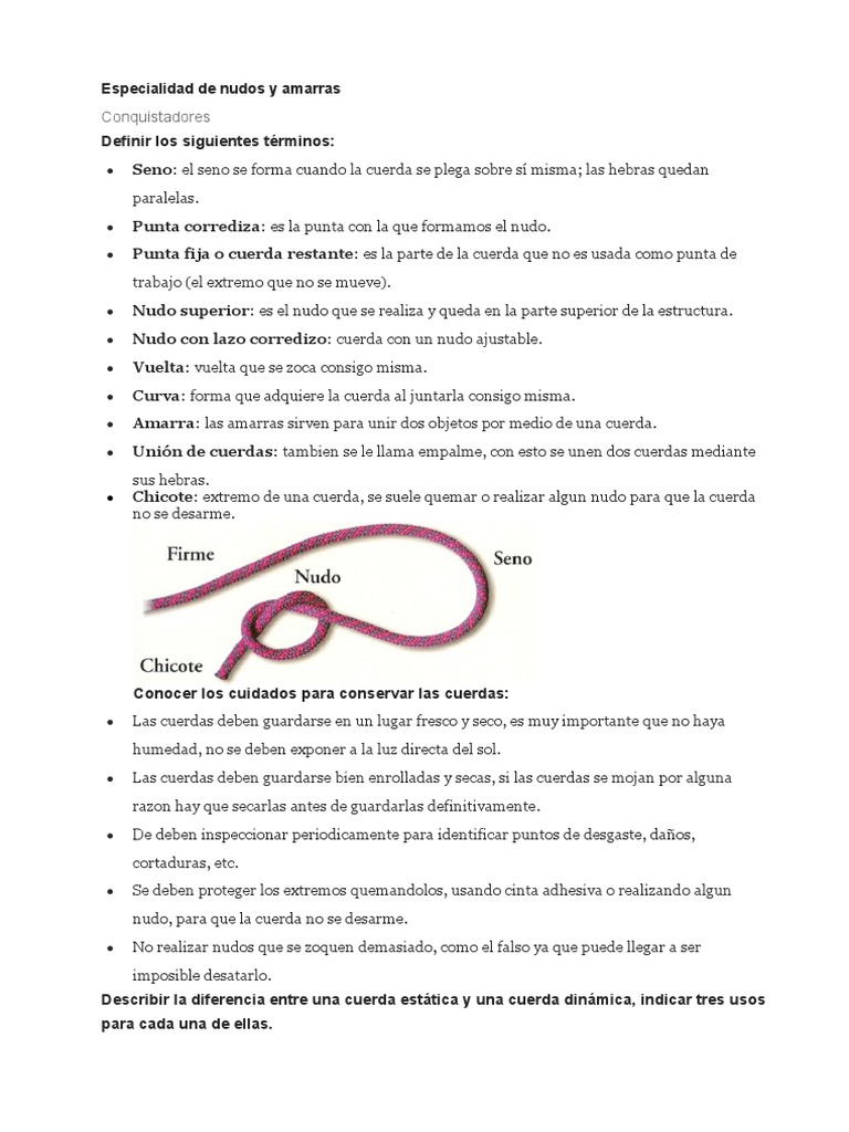 Especialidad en Nudos y Amarras | PDF | Nudo | Cuerda