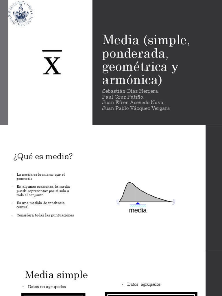 Tipos de Media: Simple, Ponderada, Geométrica y Armónica | PDF | Media aritmética ponderada ...
