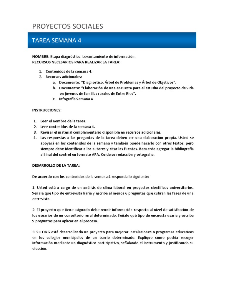 S4 Tarea V Proyecto Social | PDF