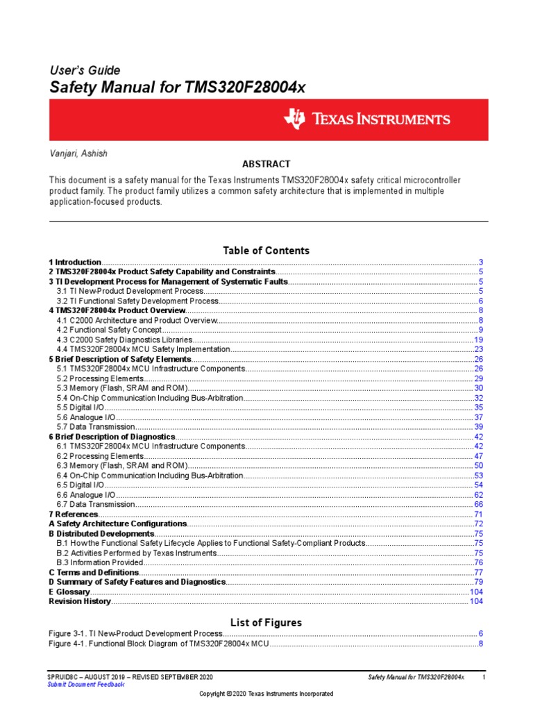 Safety Manual For TMS320F28004x: User's Guide | PDF | Microcontroller | Verification And Validation