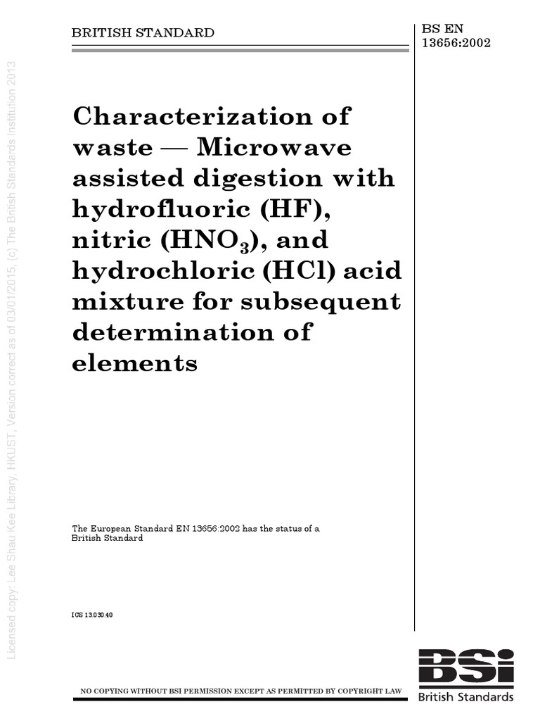 BS en 13656-2002 | PDF | Filtration | Nitric Acid