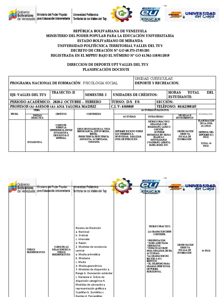 Contrato de Aprendizaje de Estadistica Inferial Psicologia Social | PDF ...