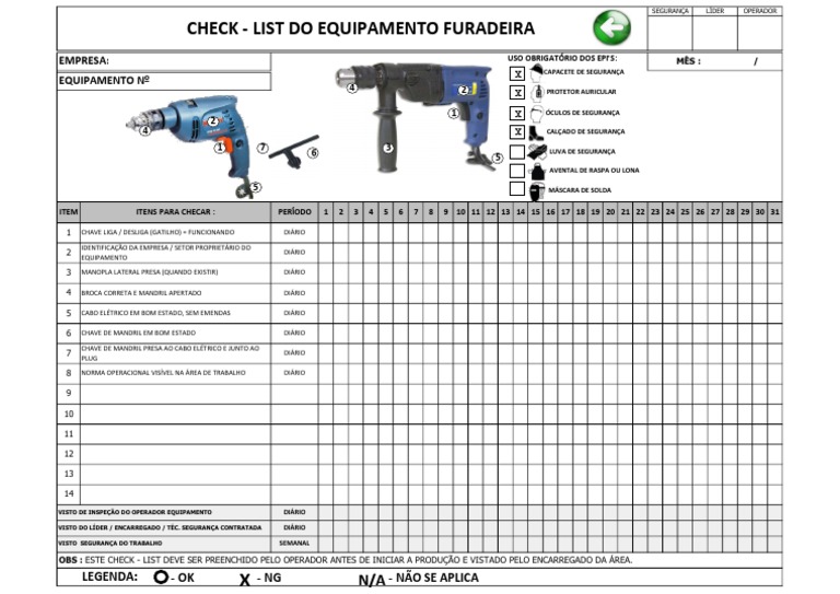 Check List - FURADEIRA | PDF