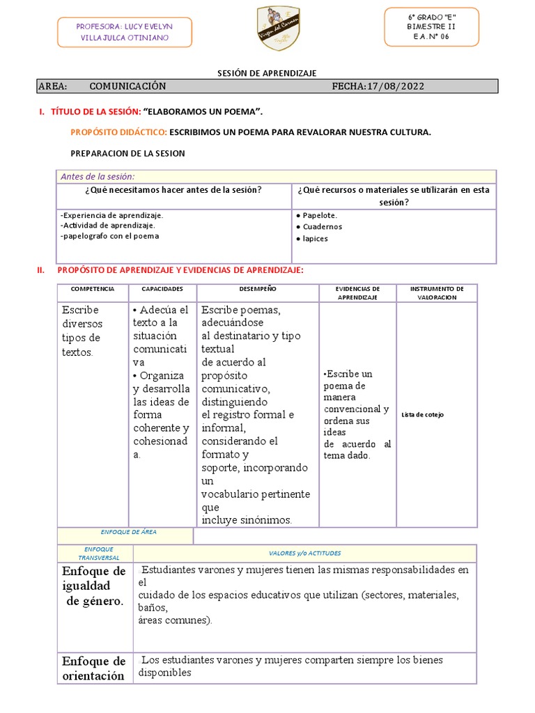 Elaboramos Un Poema | PDF | Aprendizaje | Poesía