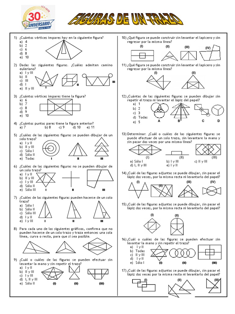 Figuras trazadas sin levantar el lápiz | PDF | Geometría | Matemáticas