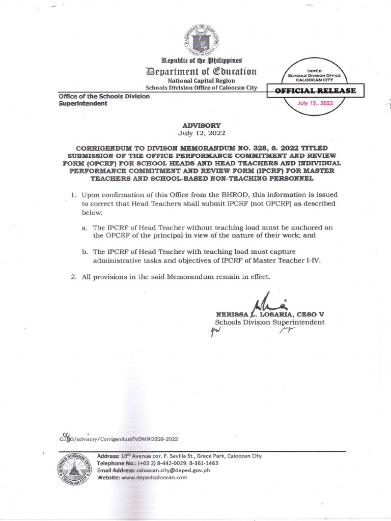 Corrigendum To Division Memorandum No. 328, S. 2022 Titled Submission ... Corrigendum To Division Memorandum No. 328, S. 2022 Titled Submission ...