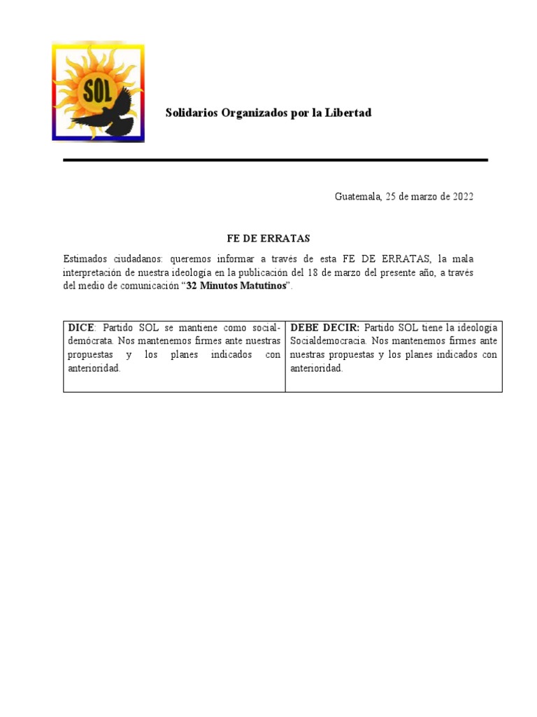 FE de Erratas Word | PDF