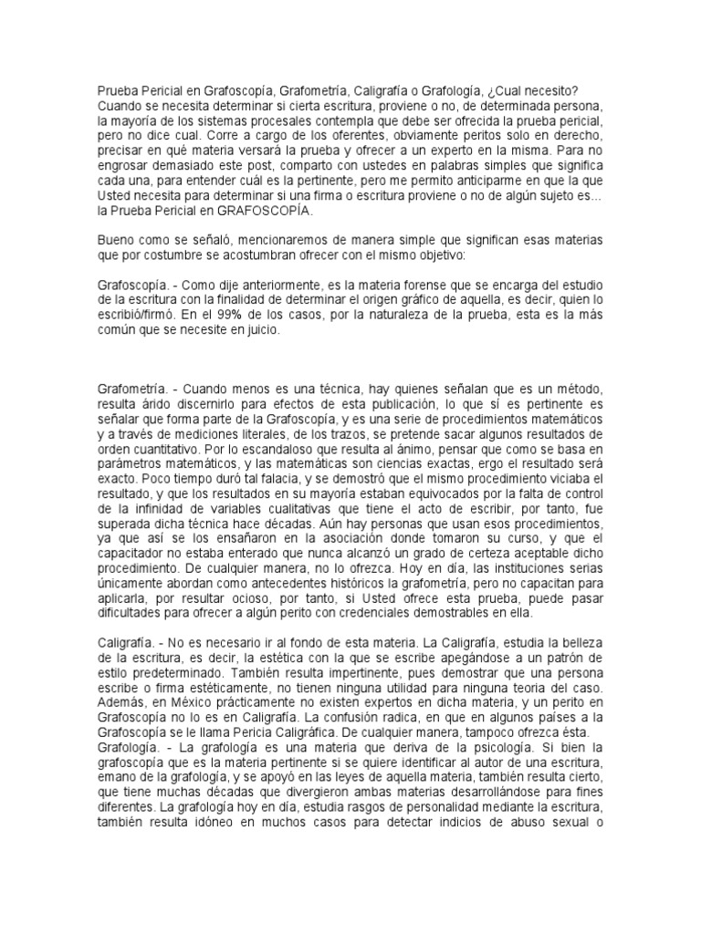 Prueba Pericial en Grafoscopía | PDF | Grafología | Matemáticas