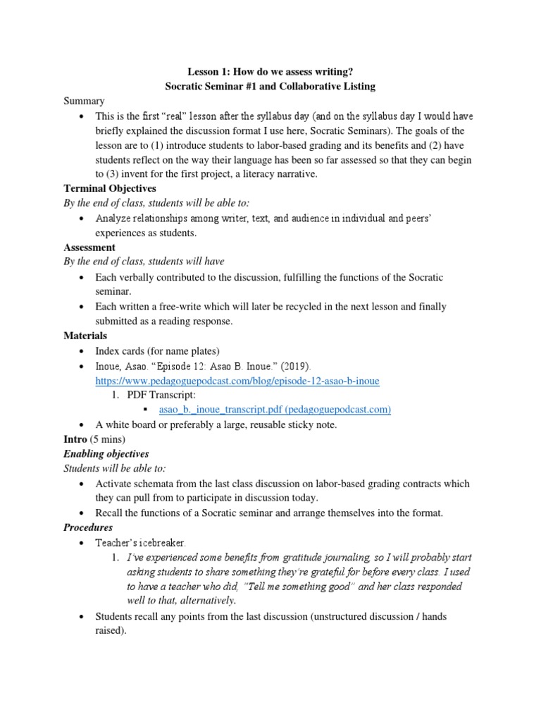 cw1 Lesson Plans | PDF | Teachers | Literacy