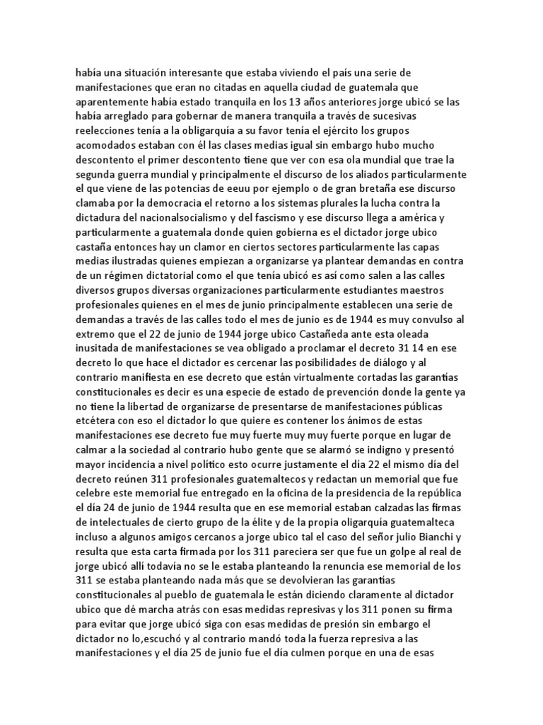 Caída de Jorge Ubico en 1944 | PDF | Guatemala | Dictadura