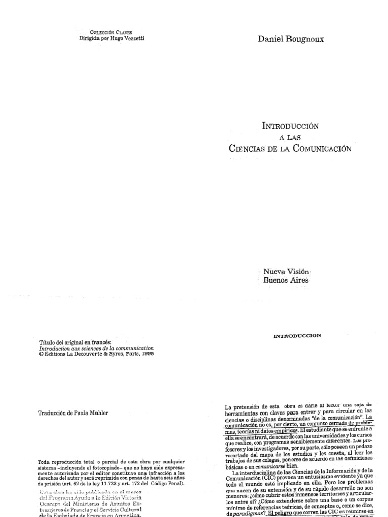 Bougnoux - Introducción A Las Ciencias de La Comunicación - Introducción y Cap 1 | PDF