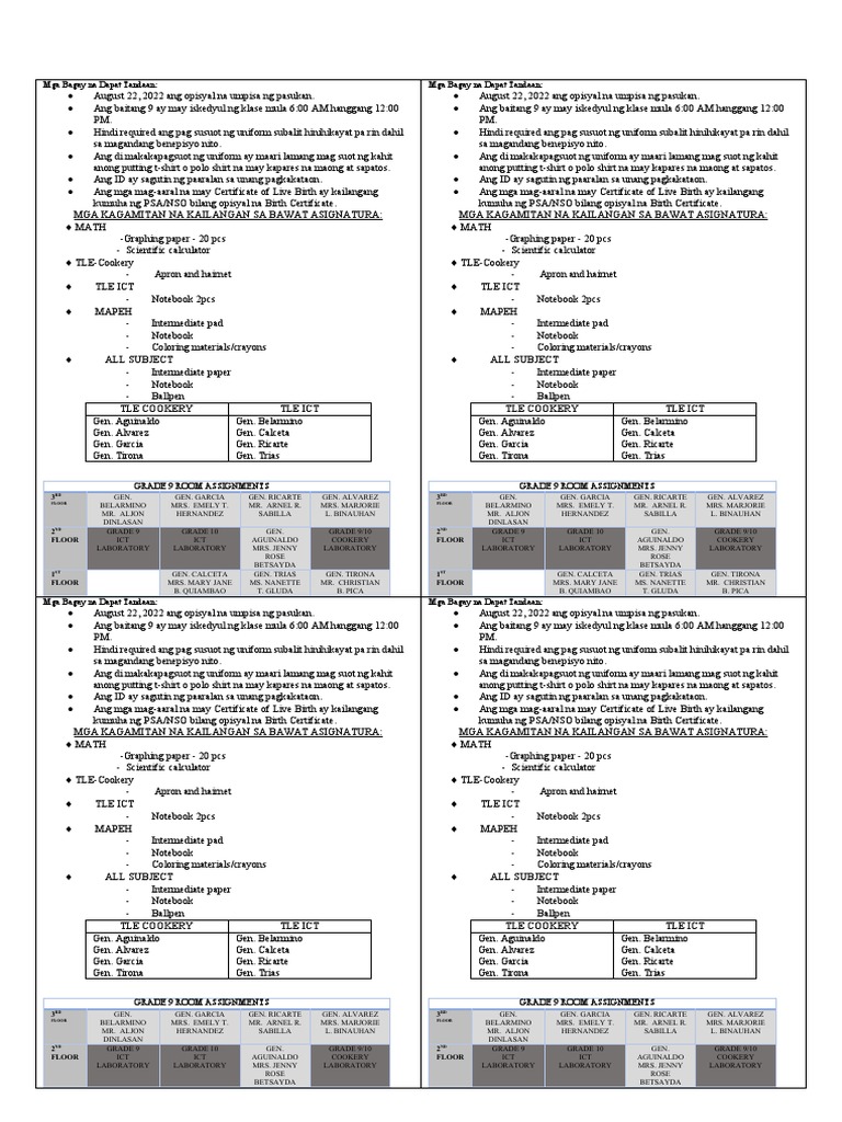 Parents Reminder | PDF
