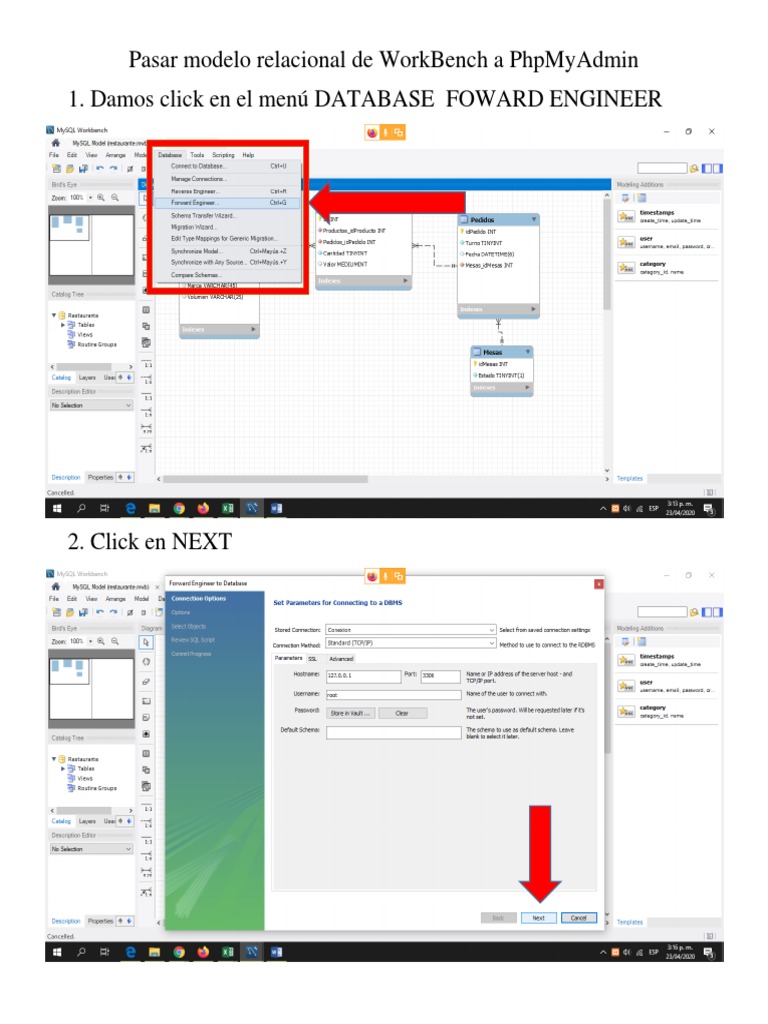 Pasar Modelo Relacional de WorkBench A PhpMyAdmin | PDF | Tecnología