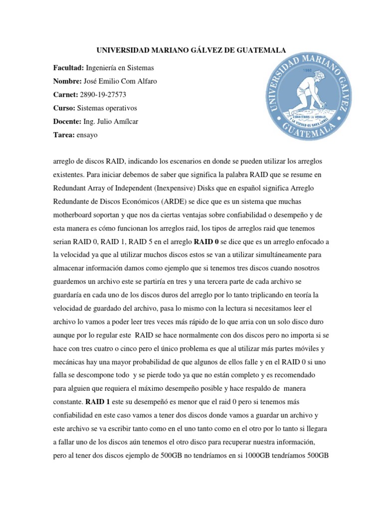 Tipos de Arreglos RAID y sus Usos | PDF | Archivo de computadora ...