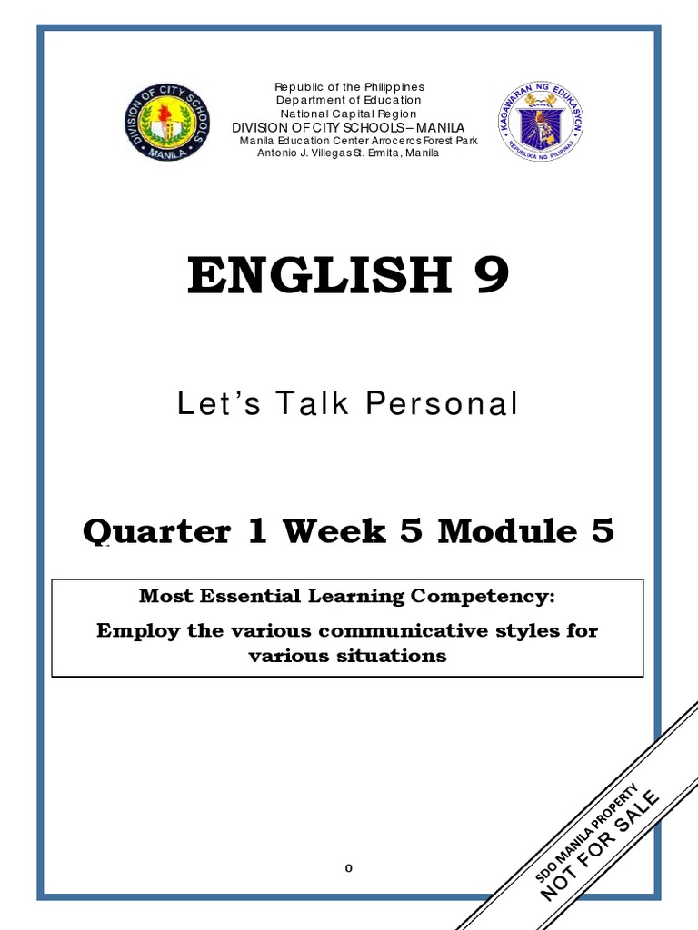 ENGLISH 9 Q1 W5 Mod5 Communication Styles | PDF | Aggression | Anger