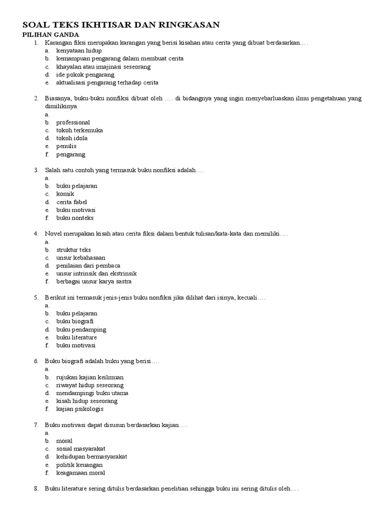 Latihan Soal Ringkasan | PDF