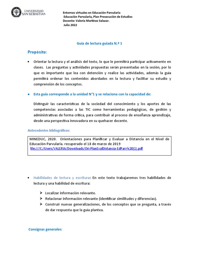 Pauta de Lectura Guiada - NÂ°1 | PDF | Educación de la primera infancia | Evaluación
