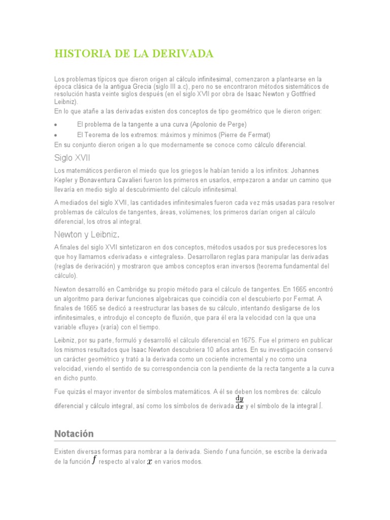 Origen y evolución de la derivada | PDF | Derivado | Cálculo