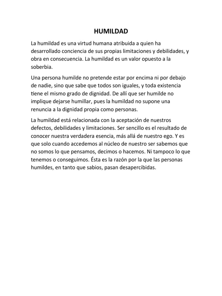 Humildad y Dignidad Humana | PDF