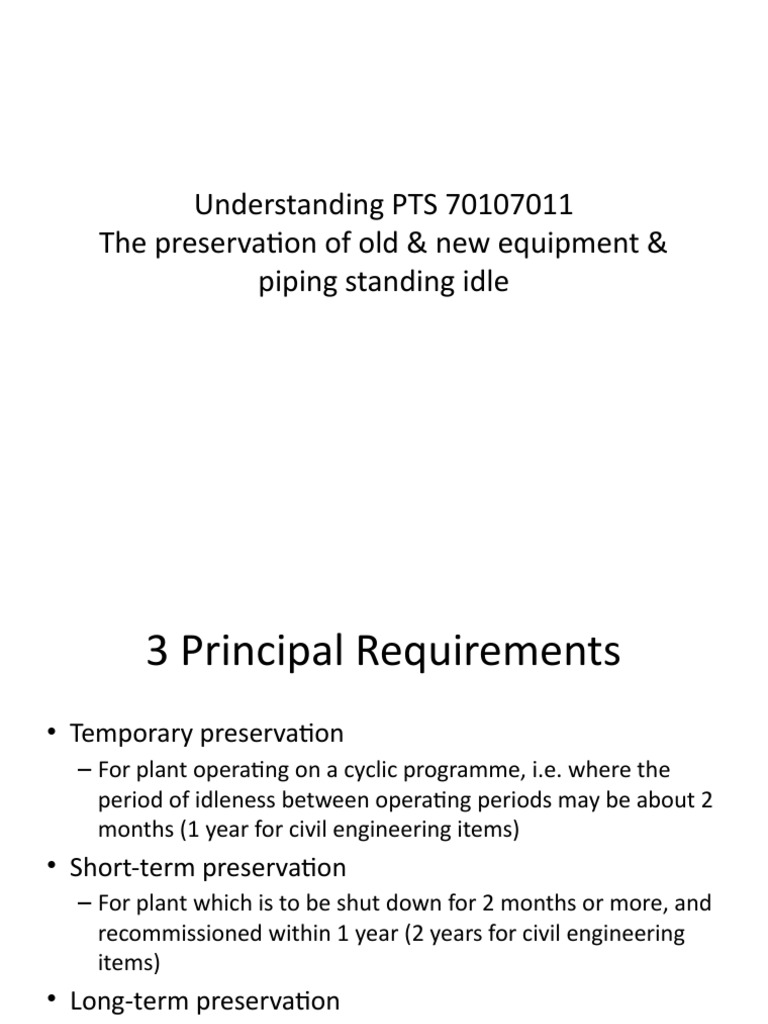 Preservation Methods and Considerations for Idle Equipment and Piping ...