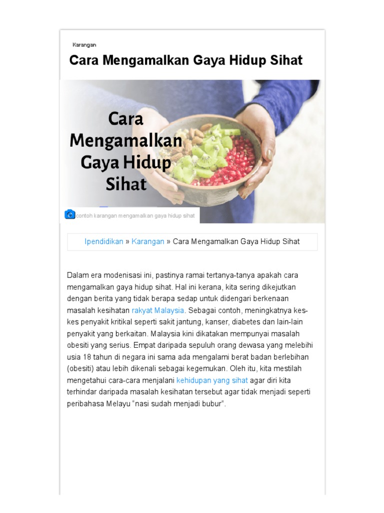 Cara Mengamalkan Gaya Hidup Sihat (Contoh Karangan) | PDF