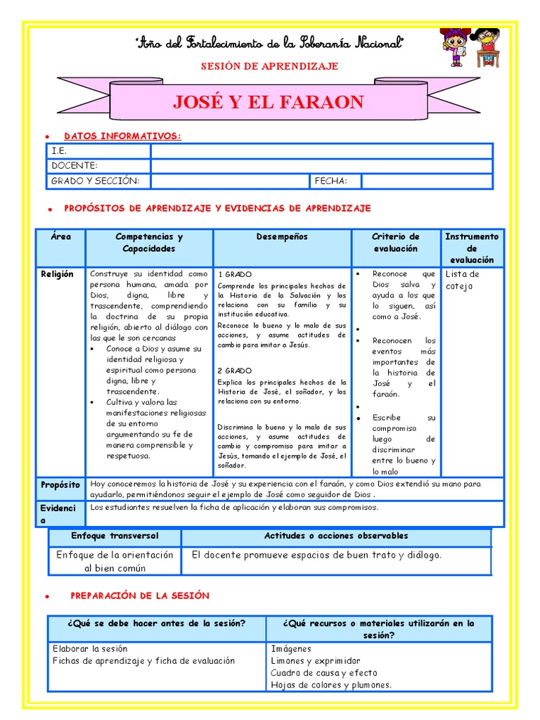 Iii - E6 S3 Sesion D5 Religión Jose y El Faraon | PDF Iii - E6 S3 Sesion D5 Religión Jose y El Faraon | PDF