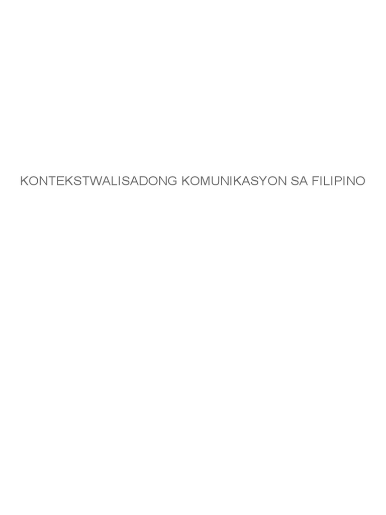 Kontekstwalisadong Komunikasyon Sa Filipino | PDF