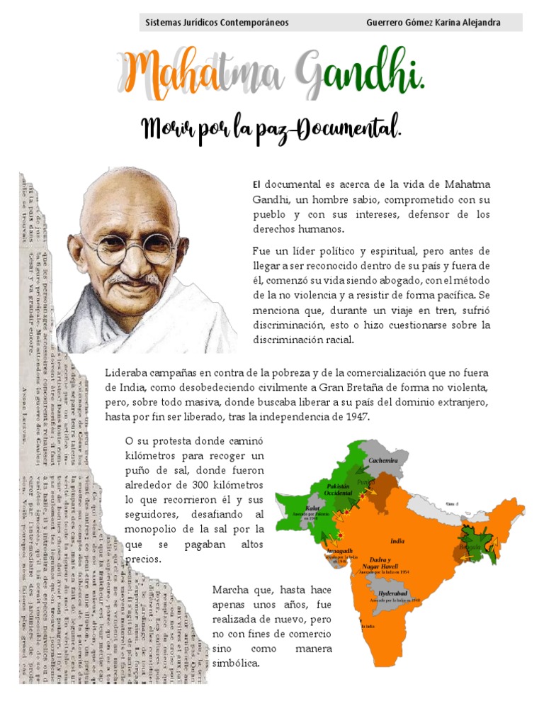 Gandhi: Líder de la No Violencia | PDF | Mahatma Gandhi