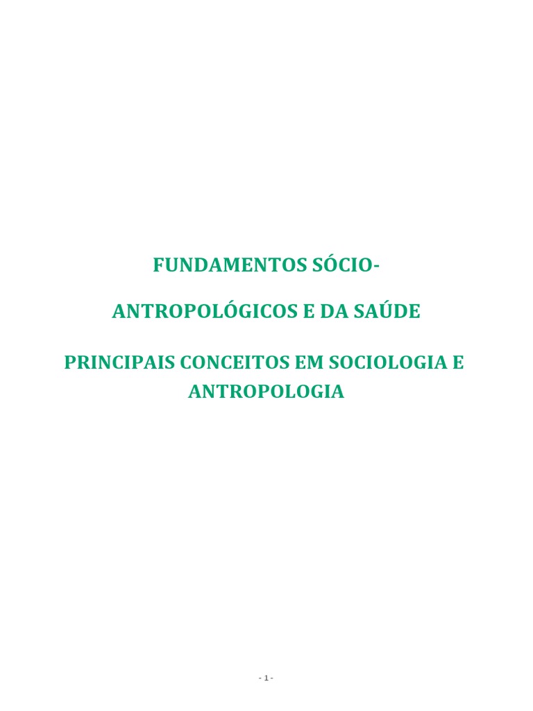 Fundamentos Sócio-Antropológicos e Da Saúde 2 | PDF | Sociologia | Sociedade
