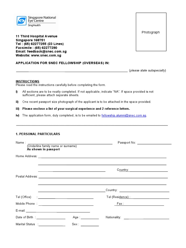 International Fellowship Application Form | PDF | Medical School | International English ...