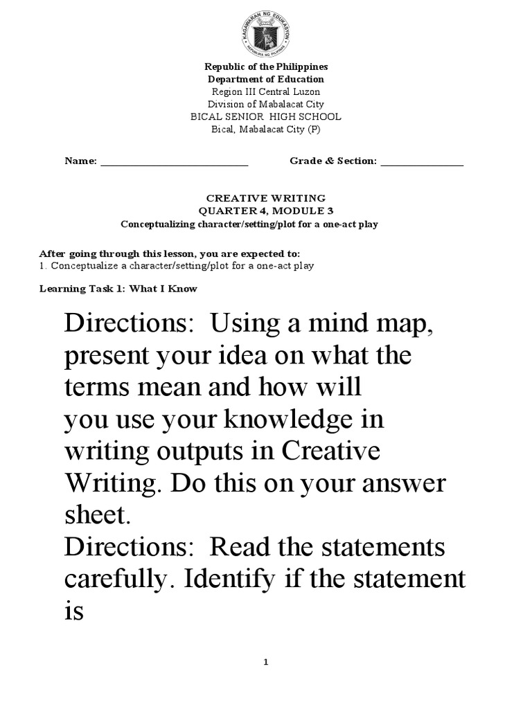 Q4 Module 3 Creative Writing | Download Free PDF | Tragedy | Plot ...