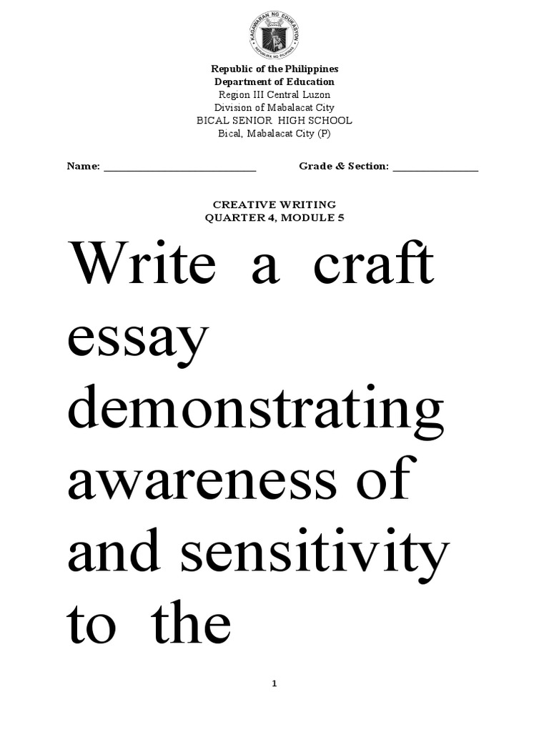 Q4 Module 5 Creative Writing | PDF | Essays | Argument