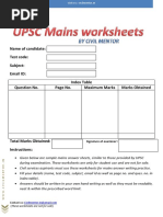 UPSC Mains Blank Answer Sheets | PDF | Worksheet