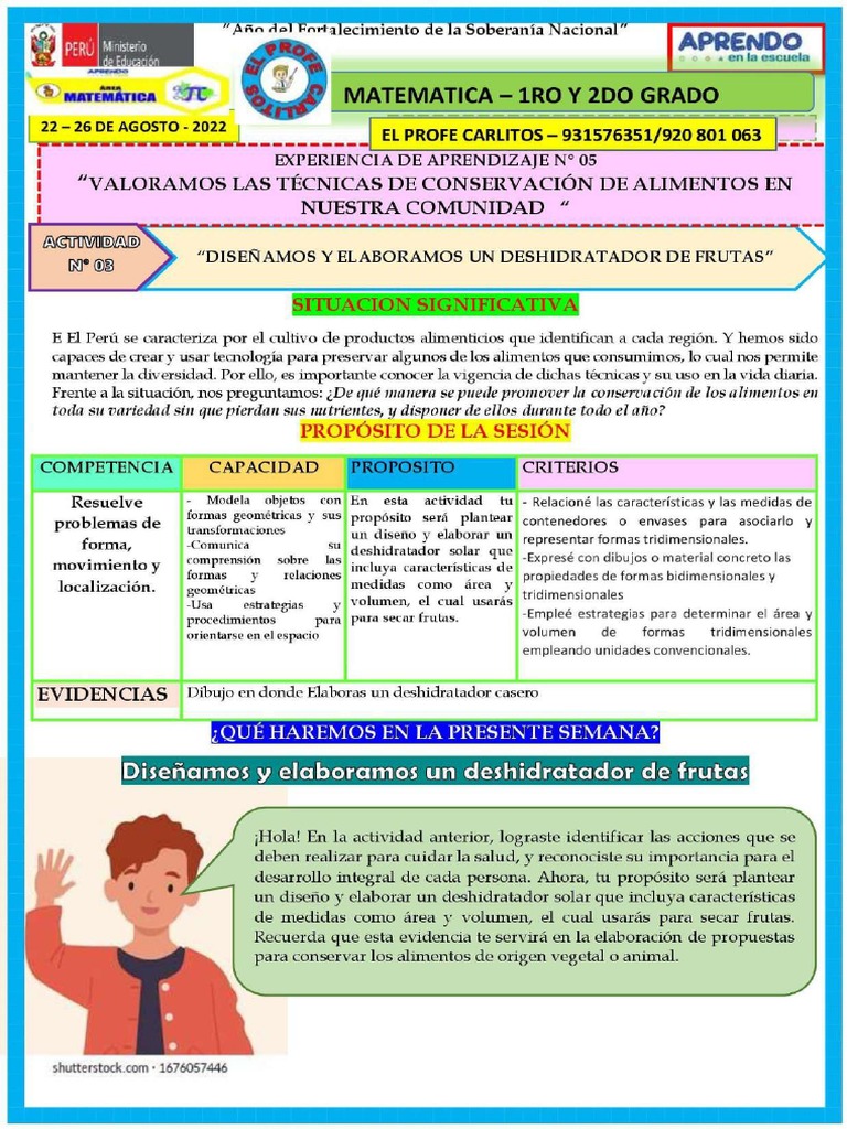 Experiencia de Aprendizaje #05 - Actividad #03 - 1ero y 2do - Matematica - 00001 | PDF